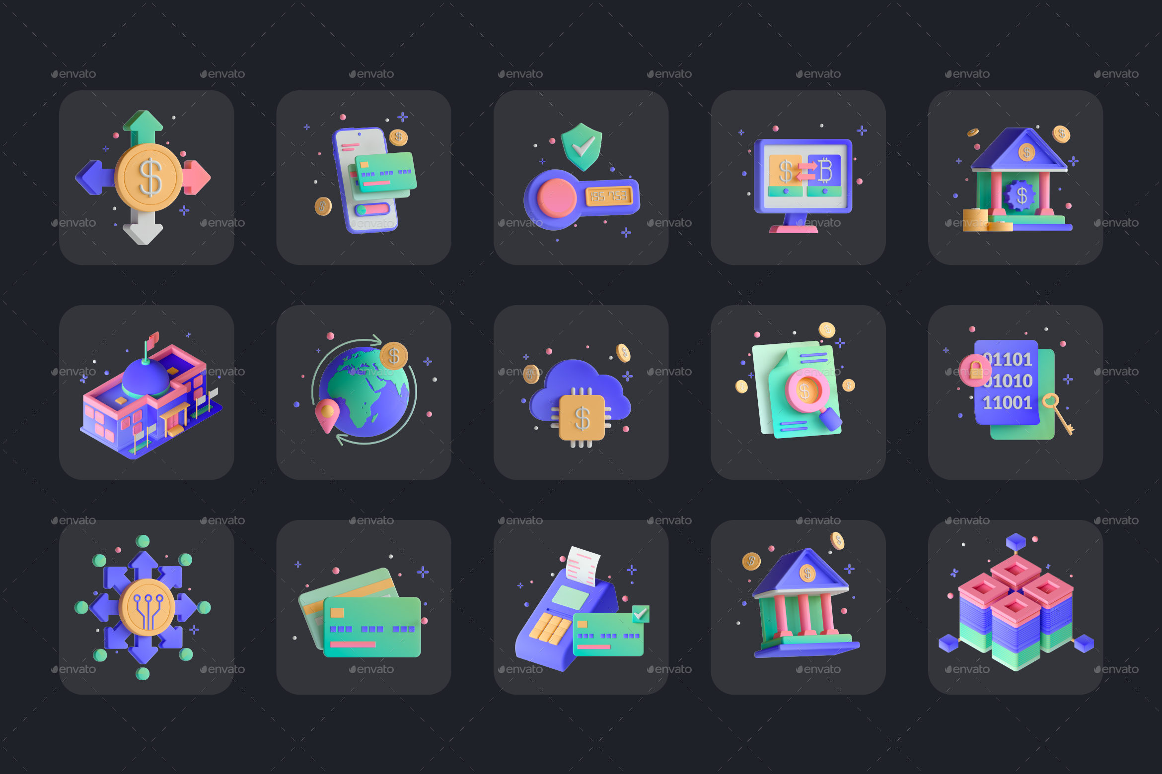 Digital Currency 3D Icon Set, Graphics | GraphicRiver